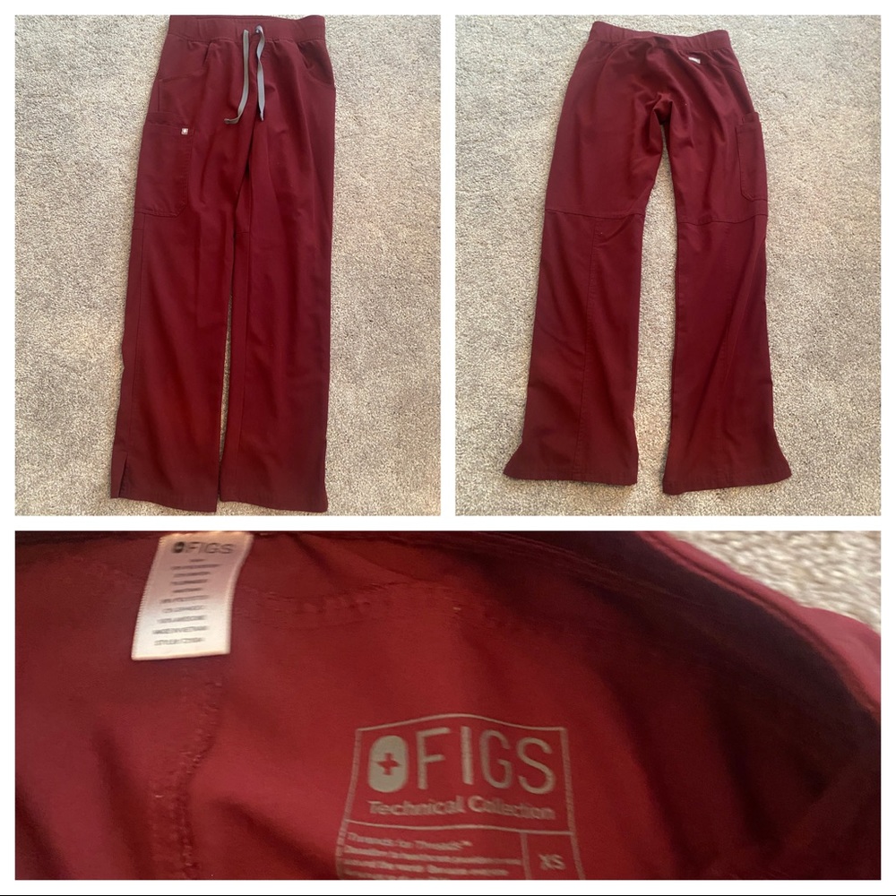 Figs Burgundy Kade Cargo Pants - Gem